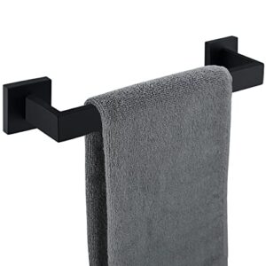 hand towel bar for bathroom matte black, 12inch towel rack wall mounted, thicken square bath towel holder rod sus304 stainless steel, heavy duty dish cloths hanger for bathroom, kitchen