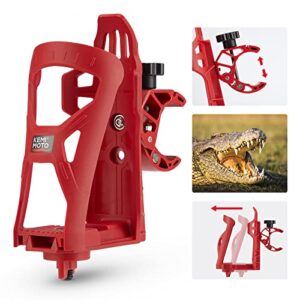 upgraded atv/bike cup holder 2.0, kemimoto motorcycle cup holder handlebar bike water bottle holder with 0.6”-1.56” metal clamp universal for atv scooter boat stroller wheelchair golf cart red