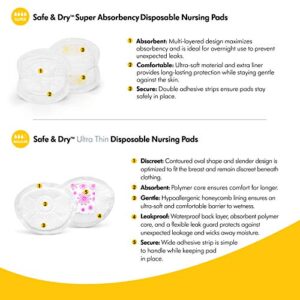 Medela Safe & Dry Ultra Thin Disposable Nursing Pads, 240 Count Breast Pads for Breastfeeding, Leakproof Design, Slender and Contoured for Optimal Fit and Discretion