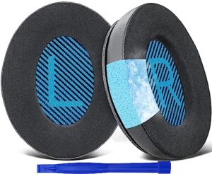 solowit cooling-gel earpads cushions for bose headphones, replacement ear pads for bose quietcomfort 15 qc15 qc25 qc2 qc35/ae2 ae2i ae2w/soundtrue & soundlink around-ear & around-ear ii (blue&black)