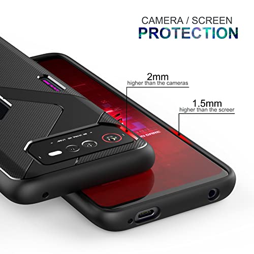 redluckstar Gaming Phone Case for ASUS ROG Phone 6, Soft TPU Heat Dissipation Ultra Slim Thin Shockproof Cover, Anti-Fingerprint Comfortable Protective Case for ROG 6 5G 2022 (Black)