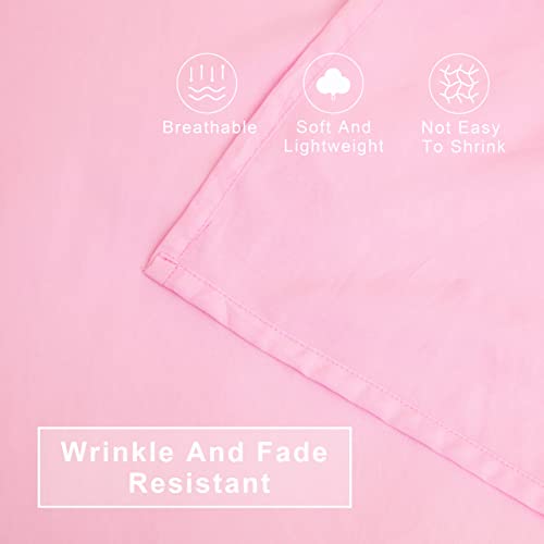 FLXXIE 4 Pieces Microfiber Toddler Bedding Set, Super Soft and Breathable Crib Sheet Set, Includes Quilted Comforter, Flat Top Sheet, Fitted Sheet, Envelope Pillow Case for Boys and Girls, Pink