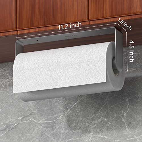 Mbillion Kitchen Paper Towel Holder Under Cabinet Wall Mount and Self-Adhesive Paper Towel Rack Premium Grade SUS304 Stainless Steel Brushed Silver