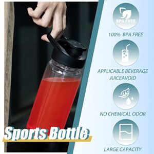 12 Pcs Plastic Sports Bottles 17 oz Reusable Water Bottles Bulk Portable Sports Drink Bottles Cups Pack Bike Water Bottles with Handle for Kids Adult School Teams Gym Hike Camping Cycling (Clear)