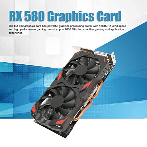 Dpofirs RX 580 Graphics Card, 8GB GDDR5 PC Video Graphics Card Original 256bit with 2 Cooling Fans PCI Express 3.0x16 Interface Gaming Graphics Card for Computer