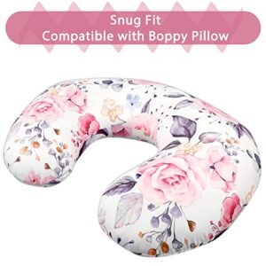 Nursing Pillow Cover Breastfeeding Pillow Slipcover for Moms Soft Breathable Organic Knit Fabric Newborn Infant Feeding Pillow Covers for Baby Girl Boy, Stylish Floral