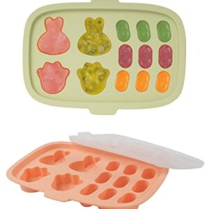 2 Pack Silicone Baby Food Storage Tray with Lid, Perfect Baby Food Containers for Homemade Baby Food, Vegetable & Fruit Purees, and Breast Milk, Food Grade Silicone