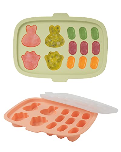 2 Pack Silicone Baby Food Storage Tray with Lid, Perfect Baby Food Containers for Homemade Baby Food, Vegetable & Fruit Purees, and Breast Milk, Food Grade Silicone