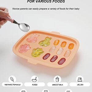 2 Pack Silicone Baby Food Storage Tray with Lid, Perfect Baby Food Containers for Homemade Baby Food, Vegetable & Fruit Purees, and Breast Milk, Food Grade Silicone