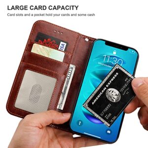 Bocasal Detachable Wallet Case for iPhone 14 Plus RFID Blocking Card Slots Holder Premium PU Leather Magnetic Kickstand Shockproof Wrist Strap Removable Flip Protective Cover 5G 6.7 inch (Brown)