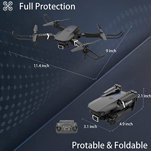 MOCVOO Drone With 1080P Camera Adults Beginners Kids, Foldable RC Quadcopter, Toys Gifts, FPV Video, 2 Batteries, Carrying Case, One Key Start, Headless Mode, Waypoints fly, 360 Degree Flips, A-Black