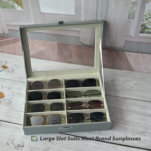 UnionPlus 8-Slots Sunglasses Case Organizer, Eyeglass Glasses Display Holder Collector, Multiple Sunglasses Storage Case, Pearly-lustre Green