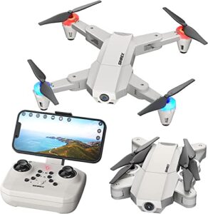 simrex x500 mini drone optical flow positioning rc quadcopter with 720p hd camera, altitude hold headless mode, foldable fpv drones wifi live video 3d flips easy fly steady for learning gray