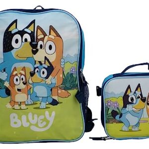 BLUEY 2 Piece Backpack Set, Pre-school Girls & Boys 16" Travel Bag, Blue