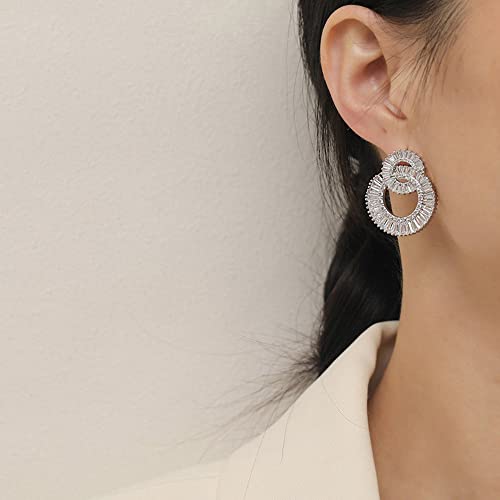 Women Elegant Statement Rhinestone Jewelry Dangle Drop Earrings Studs