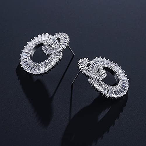 Women Elegant Statement Rhinestone Jewelry Dangle Drop Earrings Studs