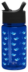 simple modern kids water bottle plastic bpa-free tritan cup with leak proof straw lid | reusable and durable for toddlers, boys, girls | summit collection | 16oz, shark bite