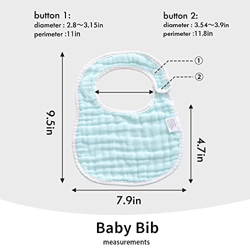 DOSMINE 6 Pack Baby Bibs Muslin Bibs Baby Drooling Bibs 8 Layer Bibs Unisex Baby Feeding Bibs Adjustable Teething Drooling Bibs for Boys Girls