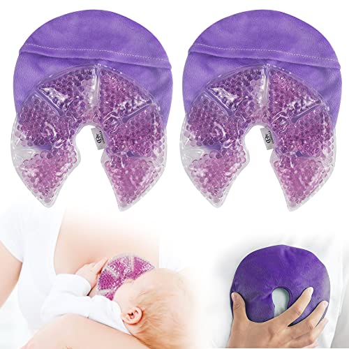 Conbella Breast Pads for Breastfeeding 2 Packs, Relief for Breastfeeding, Nursing Pain, Mastitis, Engorgement, Swelling, Plugged Ducts, Boost Milk Let-Down & Production. (#42 Purple)