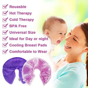 Conbella Breast Pads for Breastfeeding 2 Packs, Relief for Breastfeeding, Nursing Pain, Mastitis, Engorgement, Swelling, Plugged Ducts, Boost Milk Let-Down & Production. (#42 Purple)