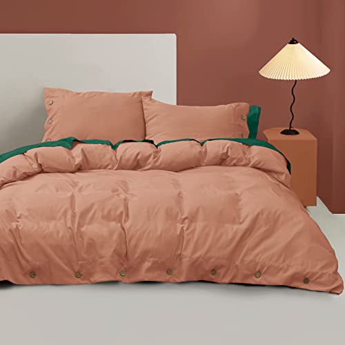 PHF Brick Red Duvet Cover Queen Size, Comfy Lightweight Skin-Friendly Comforter Cover Set with Button Closure, Soft Durable Bedding Collection with 2 Pillowcases for All Season, 90" x 90"