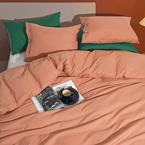 PHF Brick Red Duvet Cover Queen Size, Comfy Lightweight Skin-Friendly Comforter Cover Set with Button Closure, Soft Durable Bedding Collection with 2 Pillowcases for All Season, 90" x 90"