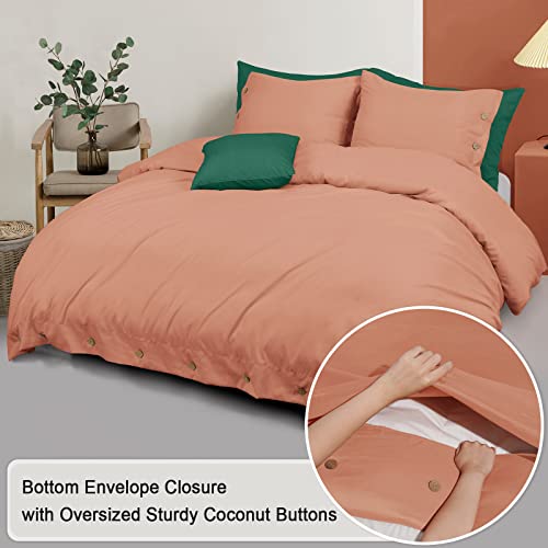 PHF Brick Red Duvet Cover Queen Size, Comfy Lightweight Skin-Friendly Comforter Cover Set with Button Closure, Soft Durable Bedding Collection with 2 Pillowcases for All Season, 90" x 90"