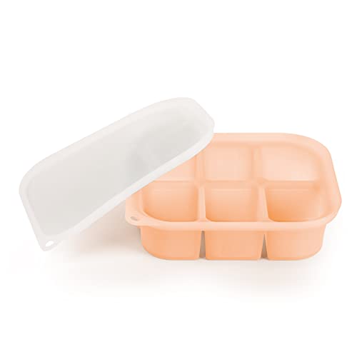 haakaa Silicone Freezer Tray,Ice Cube Trays with Lid,Perfect for Baby Food and Breast Milk Freezer, Vegetable & Fruit Purees,6 x 2 oz, Blush