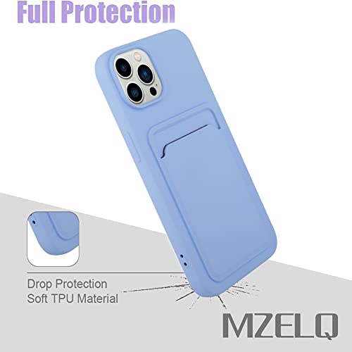 MZELQ Silicone Wallet for iPhone 14 Pro Max Case, Card Holder Camera Protection Cover for iPhone 14 Pro Max Case + Screen Protector, Card Slot Case Designed for iPhone 14 Pro Max Phone Case -Purple