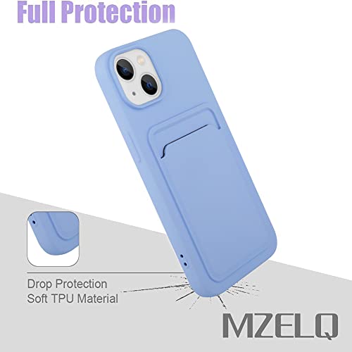 MZELQ Silicone Wallet for iPhone 14 Case, Card Holder Camera Protection Cover for iPhone 14 Case + Screen Protector, Card Slot Cute Case Compatible with iPhone 14 Phone Case -Purple