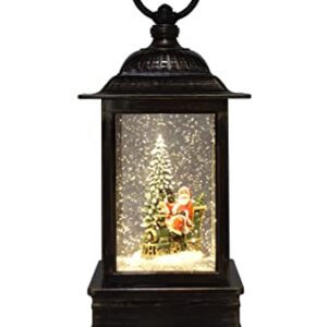 10.5" Santa Claus Polar Express Train Glitter Lantern Water Glittering LED Light Snow Globe Lantern, Battery Operated, Christmas Festival Decoration Gifts