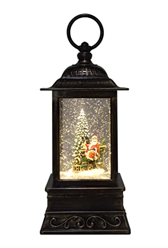 10.5" Santa Claus Polar Express Train Glitter Lantern Water Glittering LED Light Snow Globe Lantern, Battery Operated, Christmas Festival Decoration Gifts