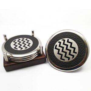 metal coasters unique fine modern designs in set of 4 units wedding birthday office gift (senses)