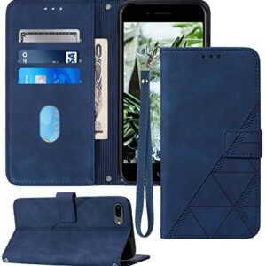 Moment Dextrad for iPhone 8 Plus Case Wallet,iPhone 7 Plus Case,6/6S Plus Case,[Kickstand][Wrist Strap][Card Holder Slots] PU Leather Protective Folio Flip Cover (Blue)