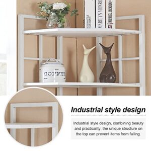 HOMISSUE 6 Tier Industrial Corner Shelf Unit, 76.9” Tall Corner Bookcase Storage Display Organizer Storage Stand for Home Office White