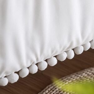 annadaif White Comforter Set Full Size, Pom Pom Fringe Comforter 3 Pieces, Soft Microfiber Down Alternative Bedding Set for All Season as Gift (1 Comforter, 2 Pillowcases)