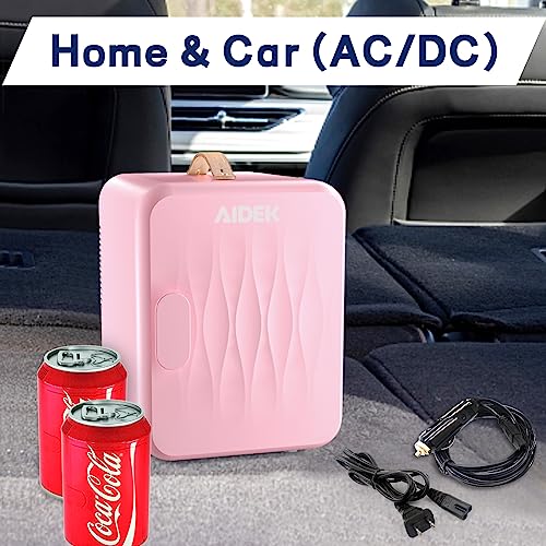 Aidek Cosmetic Makeup Mini Fridge for Skin Care, 4L Portable Beauty Fridges DIY Shelves for Bedroom, Dorm, Office, Small Refrigerator, AC/DC12v Car Cooler for Desktop and Travel (Rose Pink)