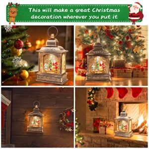 Christmas Snow Globe, Musical Snow Globe Lights with 6 Hour Timer and 39In USB Batteries Powered, Retro Style Holiday Glitter Globe for Xmas Home Decoration and Santa Gifts