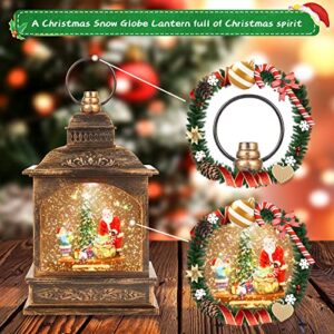 Christmas Snow Globe, Musical Snow Globe Lights with 6 Hour Timer and 39In USB Batteries Powered, Retro Style Holiday Glitter Globe for Xmas Home Decoration and Santa Gifts