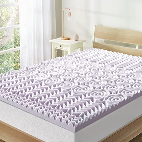 Mellow 2 Inch 5-Zone Memory Foam Mattress Topper, Soothing Lavender Infusion, Queen