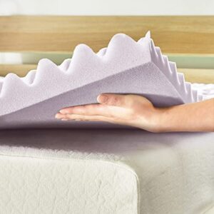 Mellow 2 Inch 5-Zone Memory Foam Mattress Topper, Soothing Lavender Infusion, Queen