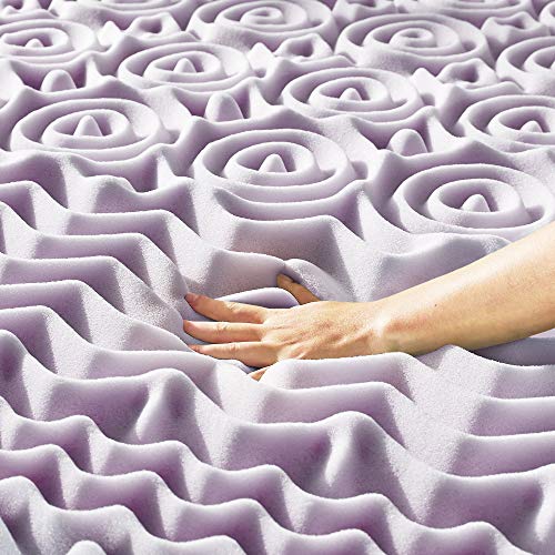 Mellow 2 Inch 5-Zone Memory Foam Mattress Topper, Soothing Lavender Infusion, Queen