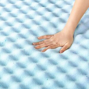 Best Price Mattress 2 Inch Egg Crate Memory Foam Mattress Topper, Cooling Gel Infusion, Queen, Blue