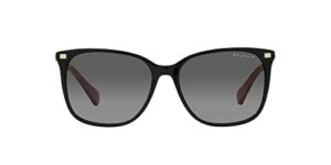 ralph by ralph lauren women's ra5293 square sunglasses, shiny black/polarized gradient brown, 56 mm