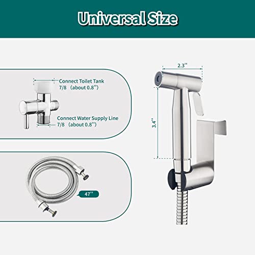 Bidet Sprayer for Toilet, Vitbirih Bidets for Existing Toilets Handheld Bidet Sprayer Adjustable Jet Spray for Toilet Bathroom Muslin Shower Cloth Diaper Sprayer Set Stainless Steel