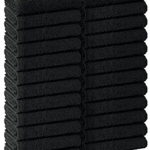 STF LINEN Hand Towels – (Pack of 24) Black Salon Towels - 100% Cotton Spa Towels – 16x27 inches Highly Absorbable Facial Towels Gym Towels Hair Towels and Face Towels Bulk Small Towels