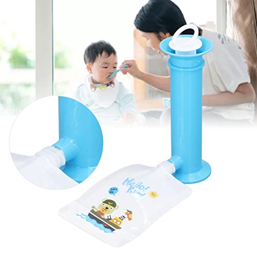 Squeeze Puree Food Hygiene Double Zipper Edible Fruit Puree Filler Safe Reusable Home Baby Food Dispenser Blue