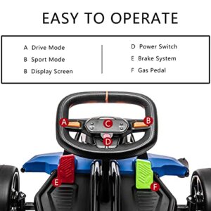 AVRCECI Electric Go Kart, 24v Ride on Toys for Big Kids, Licensed Mclaren Go Cart with Drift Race Pedal, 2 Speeds Drift Kart with Damping System, Music, Racing Flag, Seat Belt