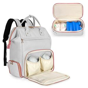 damero wearable breast pump bag with cooler, compatible with willow and elvie breast pump, breast pump carrying bag with compartment and laptop sleeve for working moms, patent pending