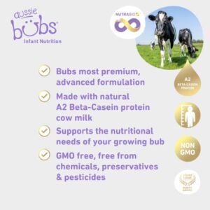 Bubs Supreme Infant Formula, Stage 1, Infants 0-6 months, Made with A2 Beta-Casein Protein Cows Milk, 28.2 oz